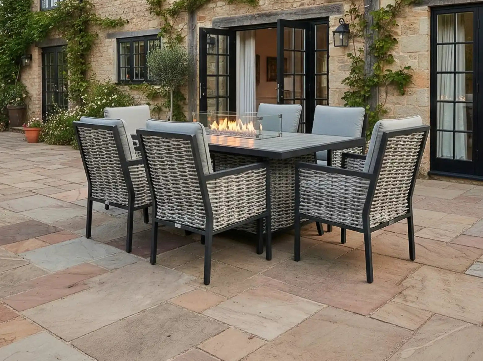 Chimes - Monaco Aluminium 6 Seat Rectangular Dining Set - 1 Meter x 1.